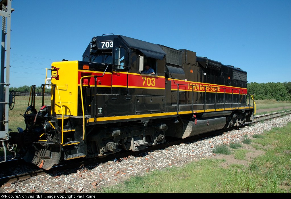 IAIS 703, EMD GP38-2, brings a local into the IAIS Yard